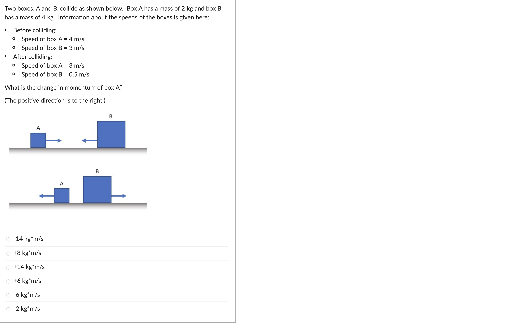 Solved Two boxes, A and B, ﻿collide as shown below. Box A | Chegg.com