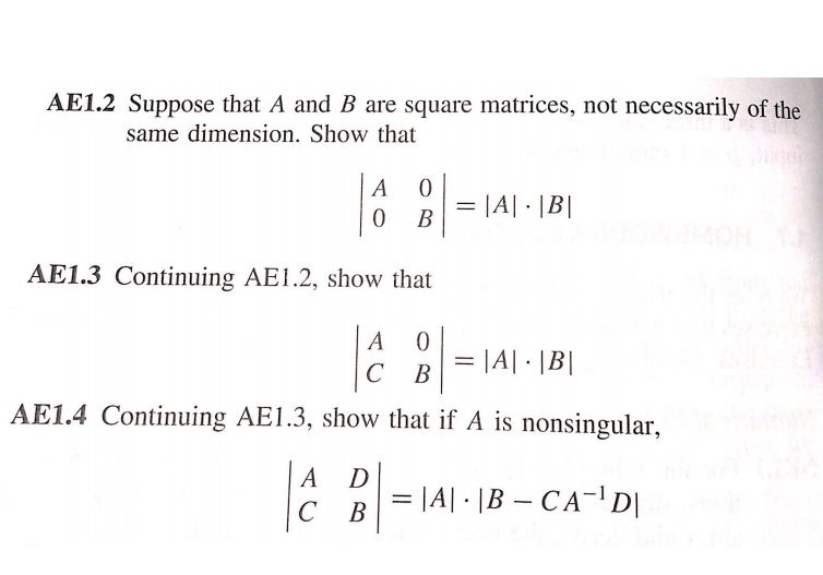 Solved AE1.2 Suppose that A and B are square matrices, not | Chegg.com