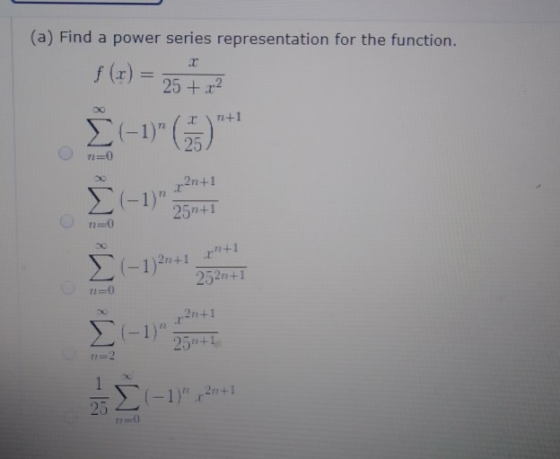 Solved Find a power series representation for the function. | Chegg.com
