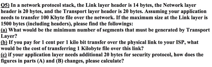 Solved Q5) In a network protocol stack, the Link layer | Chegg.com