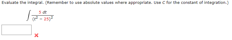 Solved Evaluate the integral. (Remember to use absolute | Chegg.com