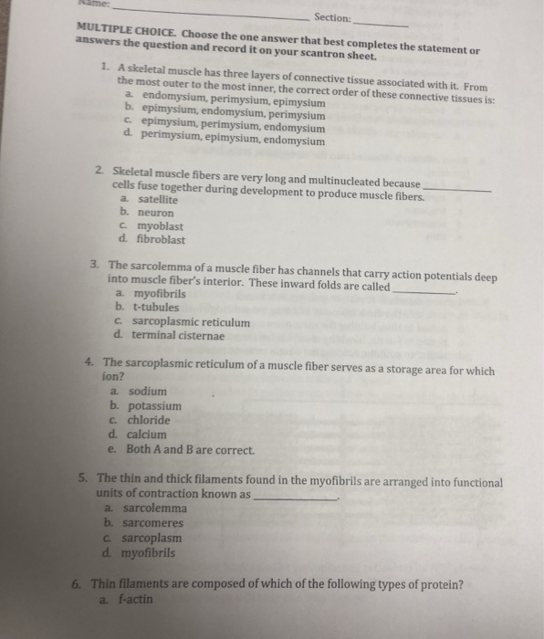 Solved Section: MULTIPLE CHOICE. Choose the one answer that | Chegg.com