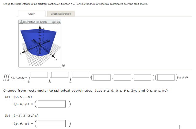 Solved Set up the triple integral of an arbitrary continuous | Chegg.com