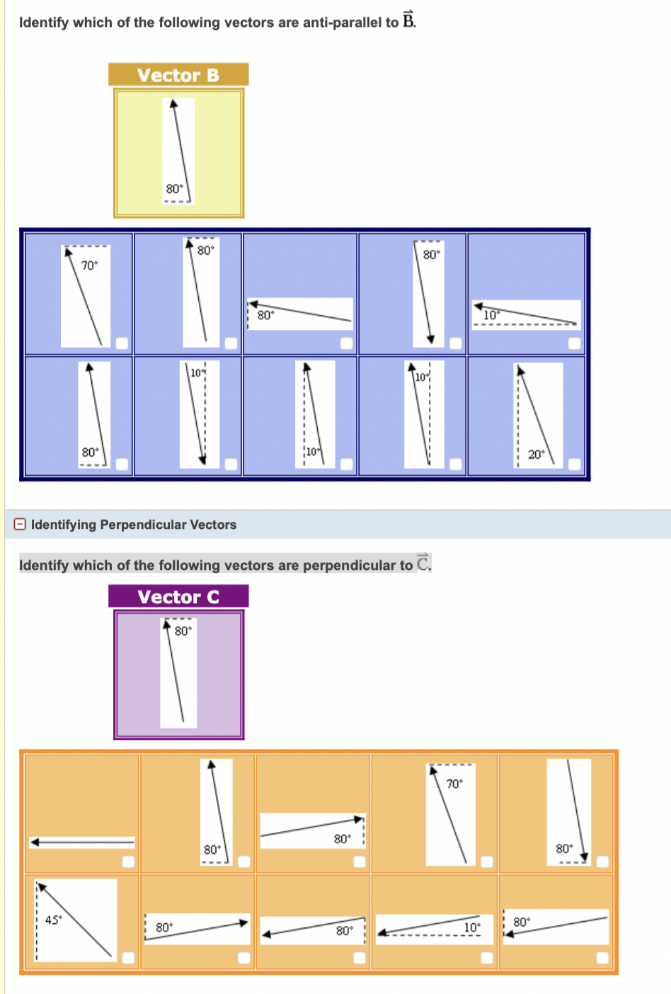 Solved Identify which of the following vectors are | Chegg.com