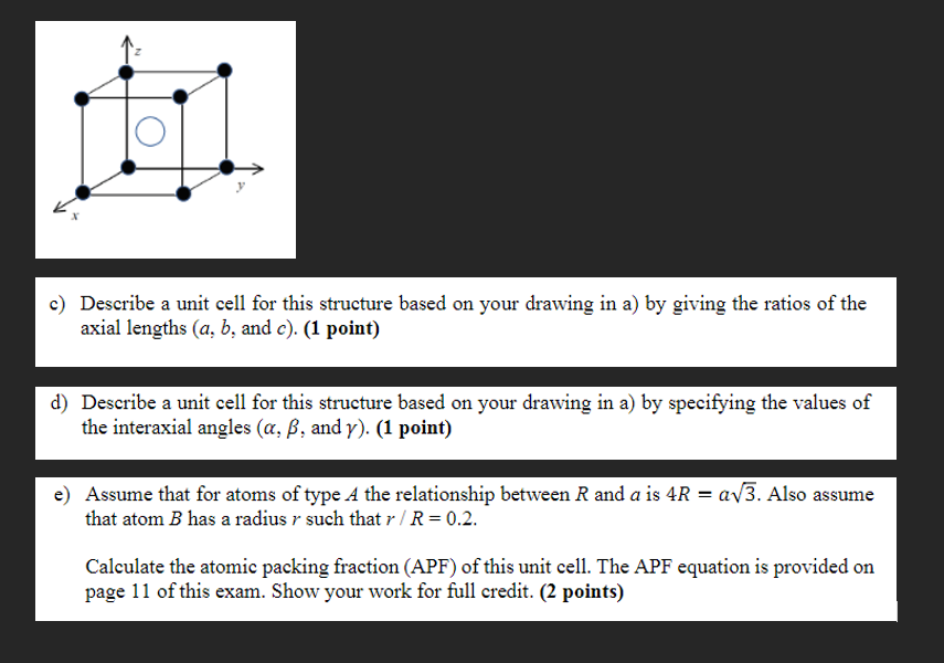 Solved c) ﻿Describe a unit cell for this structure based on | Chegg.com