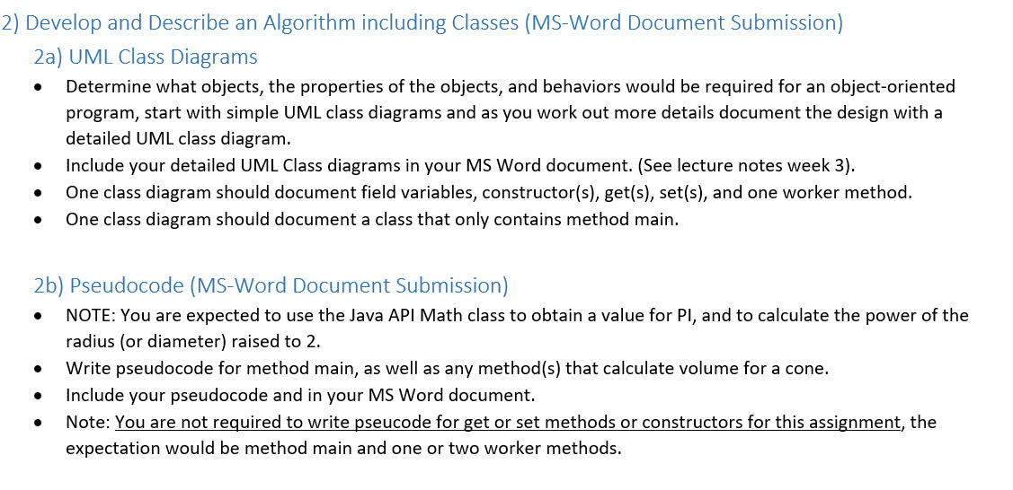 2) Develop and Describe an Algorithm including | Chegg.com