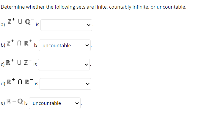 Solved Determine whether the following sets are finite, | Chegg.com