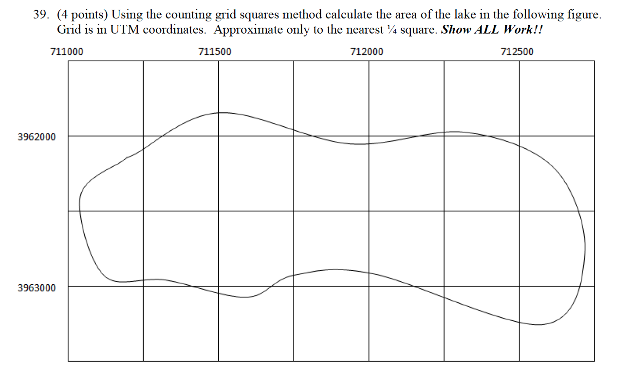 Solved 39. (4 points) Using the counting grid squares method | Chegg.com