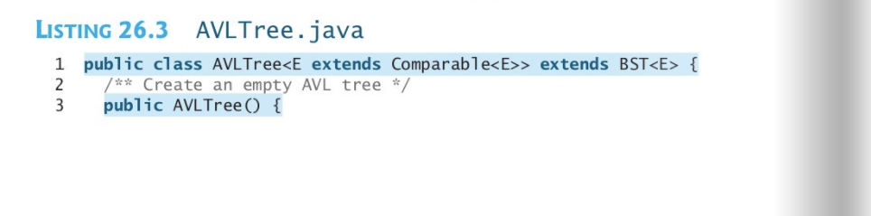 Solved LISTING 26.3 AVLTree.java 1 public class AVLTree> | Chegg.com