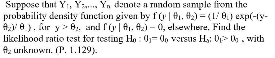 Solved Suppose that Y1, Y2,..., Yn denote a random sample | Chegg.com