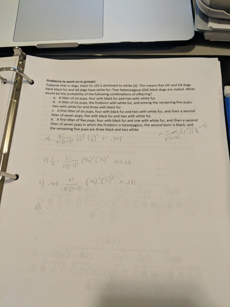 Solved Problems to work on in groups: Suppose that in dogs, | Chegg.com