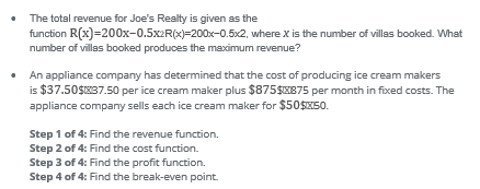 Solved - The total revenue for Joe's Realty is given as the | Chegg.com