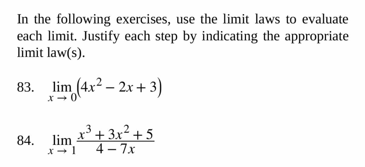 Solved In the following exercises, use the limit laws to | Chegg.com