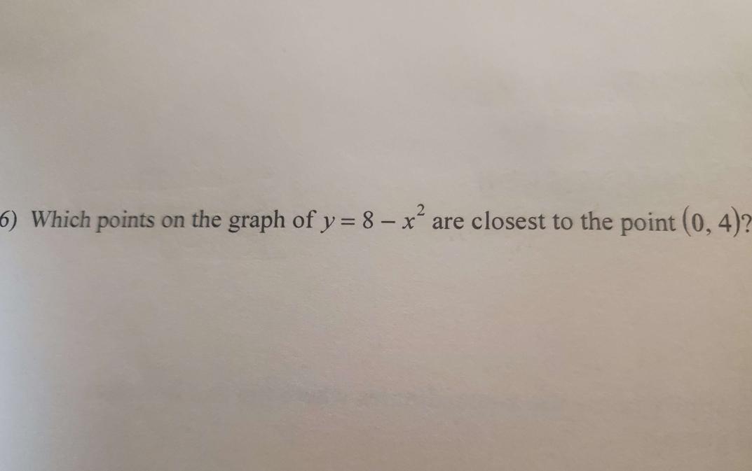 Solved Which points on the graph of y=8−x2 are closest to | Chegg.com