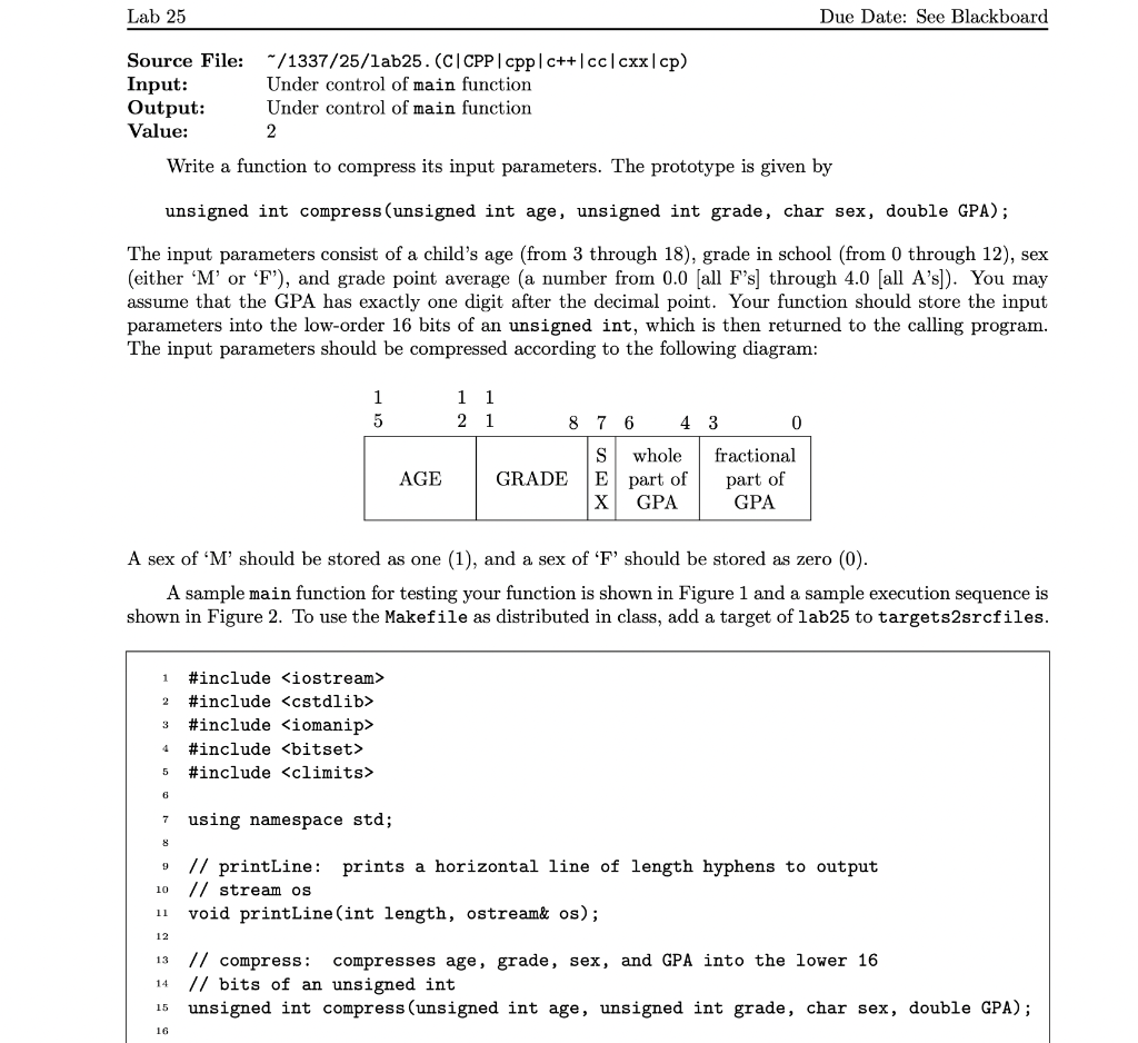 Solved Lab 25 Due Date: See Blackboard Source File: Input: | Chegg.com