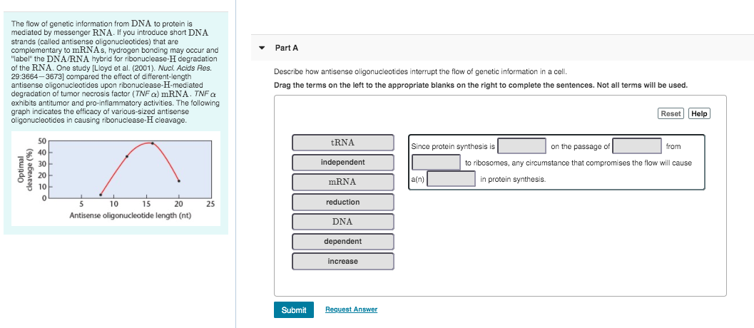Part A The flow of genetic information from DNA to | Chegg.com