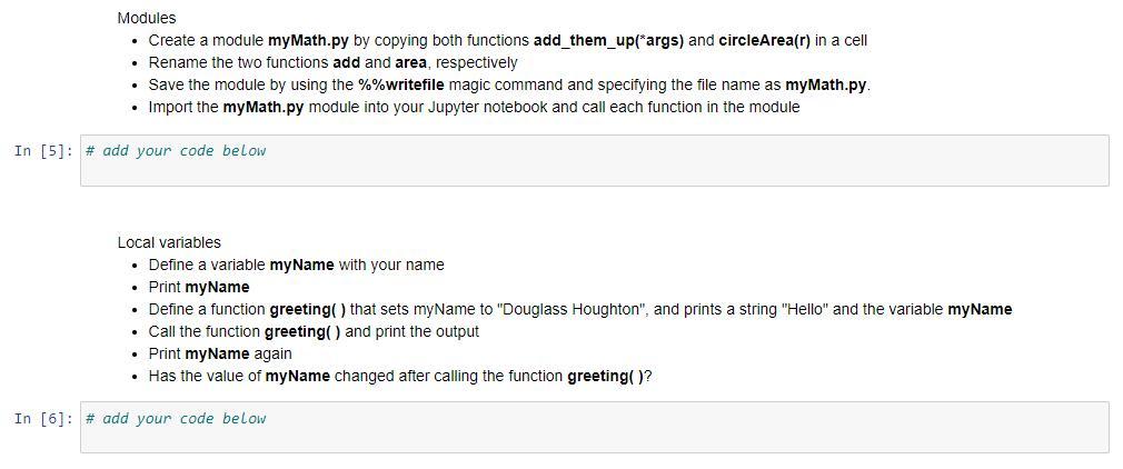 Solved Modules - Create a module myMath.py by copying both | Chegg.com