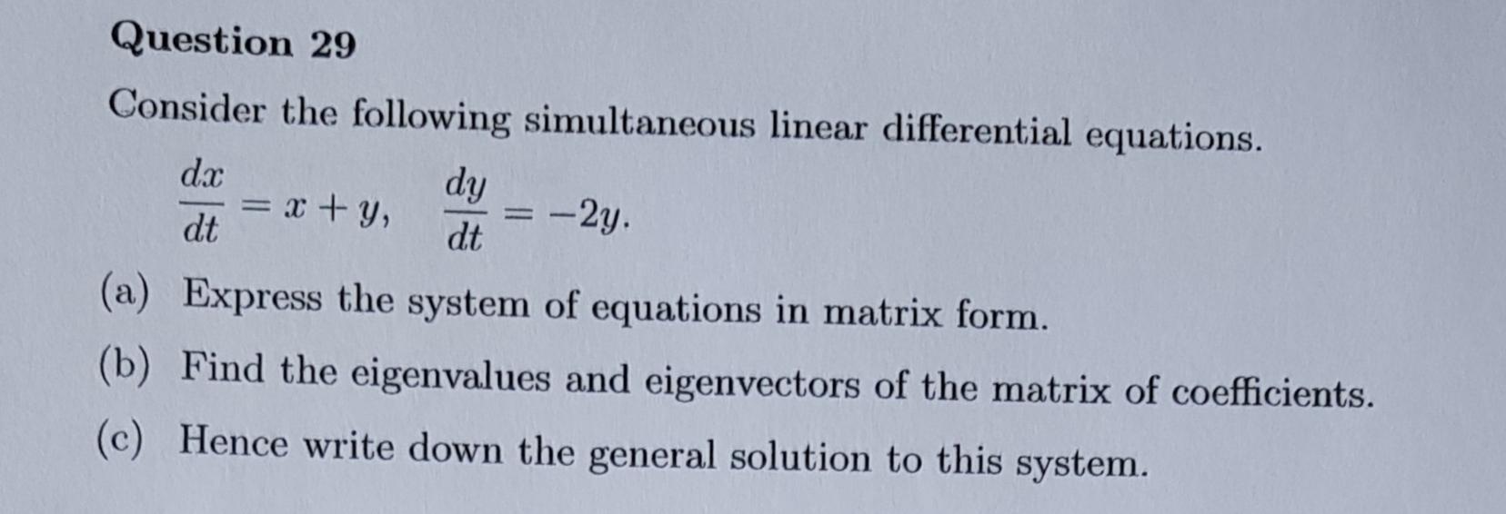 Solved - Question 29 Consider the following simultaneous | Chegg.com