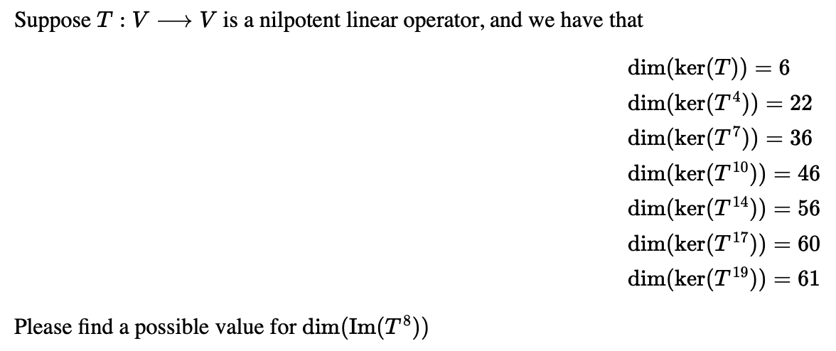 Solved Suppose T:V + V is a nilpotent linear operator, and | Chegg.com