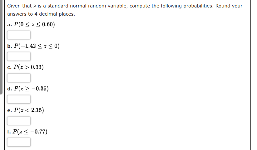 Given That Z ﻿is A Standard Normal Random Variable 5874