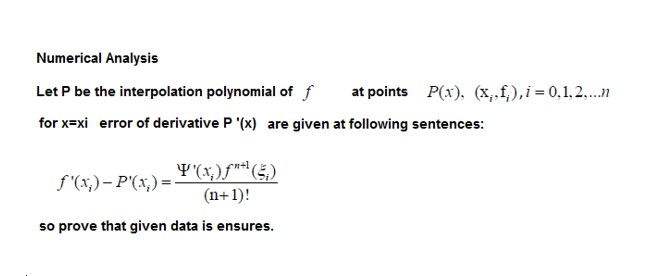 Solved Numerical Analysis Let P be the interpolation | Chegg.com