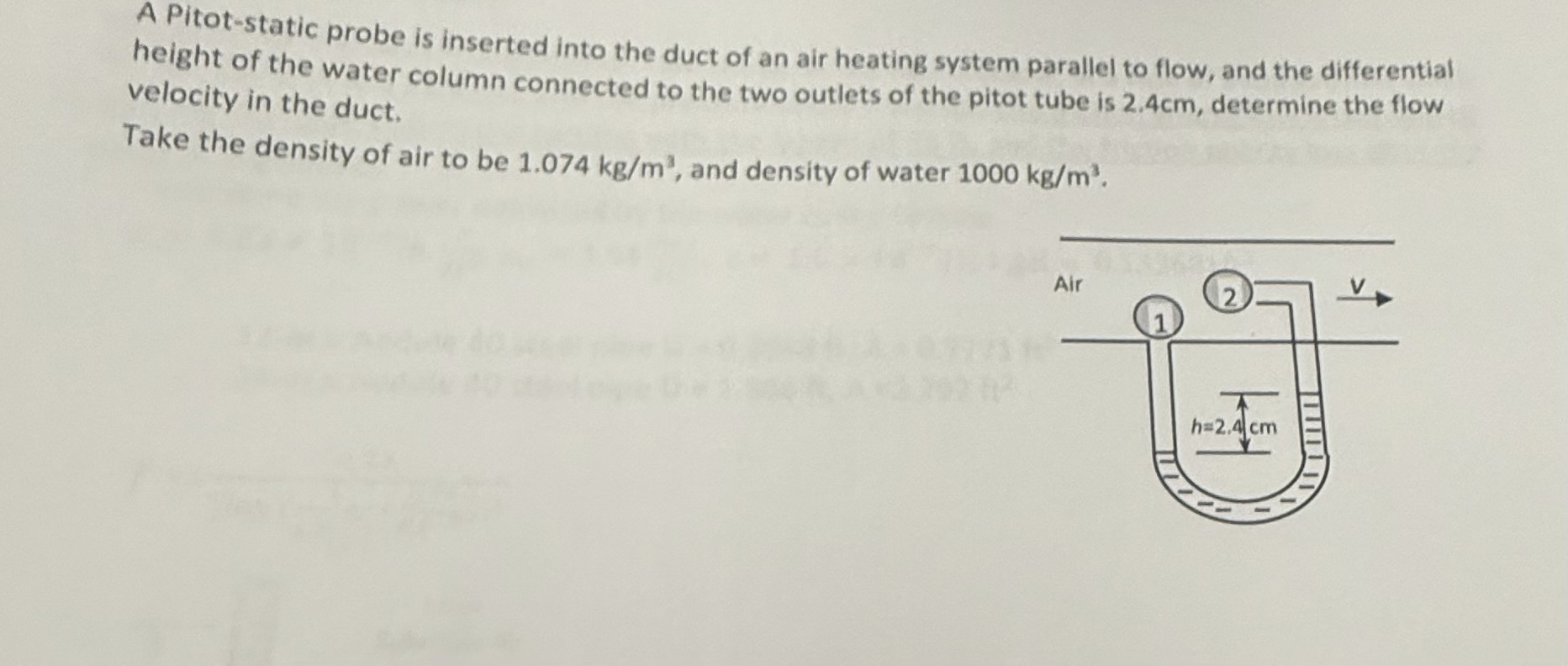 Solved A Pitot-static probe is ﻿inserted into the duct of an | Chegg.com