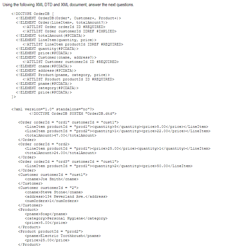 (4 marks) Find all errors in the XML document. | Chegg.com