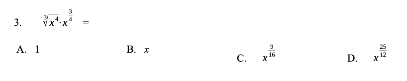 Solved code class="asciimath">\root(3)(x^(4))*x^((3)/(4))= | Chegg.com