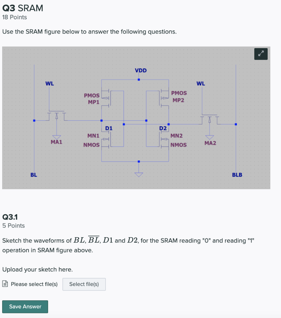 Solved Q3 SRAM 18 Points Use the SRAM figure below to answer | Chegg.com