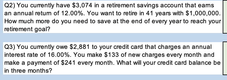 Solved Q2) You currently have $3,074 in a retirement savings | Chegg.com