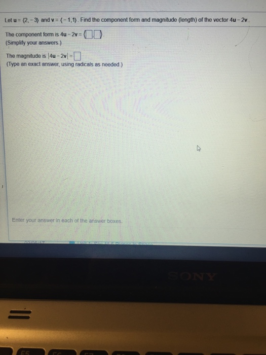 Solved Let u = (2, 3) and v = (-1, 1). Find the component | Chegg.com