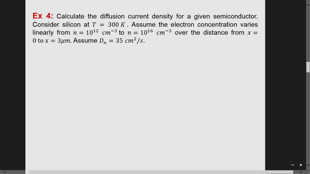 Solved Ex 4 Calculate The Diffusion Current Density For A Chegg