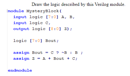 Solved Draw the logic described by this Verilog module. | Chegg.com