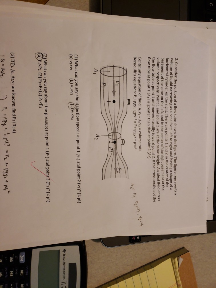 Solved 2. Consider the portion of a flow tube shown in the | Chegg.com