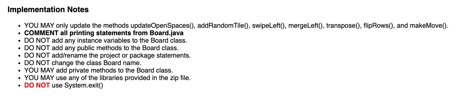 Solved I'm trying to code the game 2048 using 2D-arrays and | Chegg.com