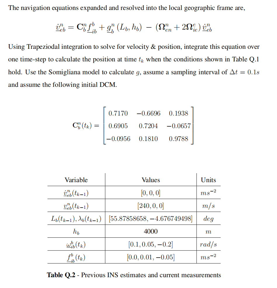 Solved The navigation equations expanded and resolved into | Chegg.com