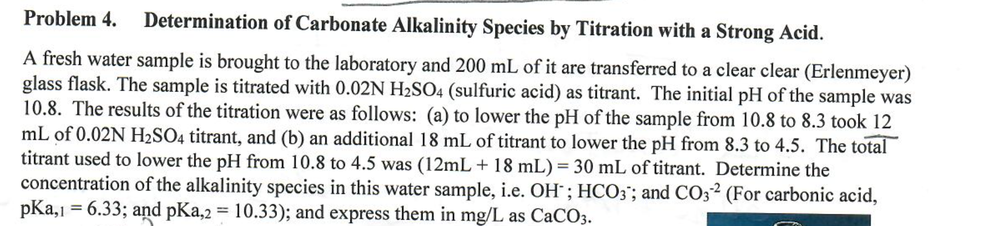 Problem 4. Determination of Carbonate Alkalinity | Chegg.com