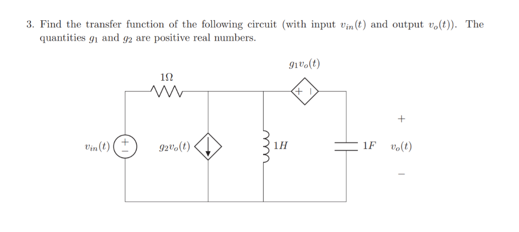 Solved 3. Find the transfer function of the following | Chegg.com