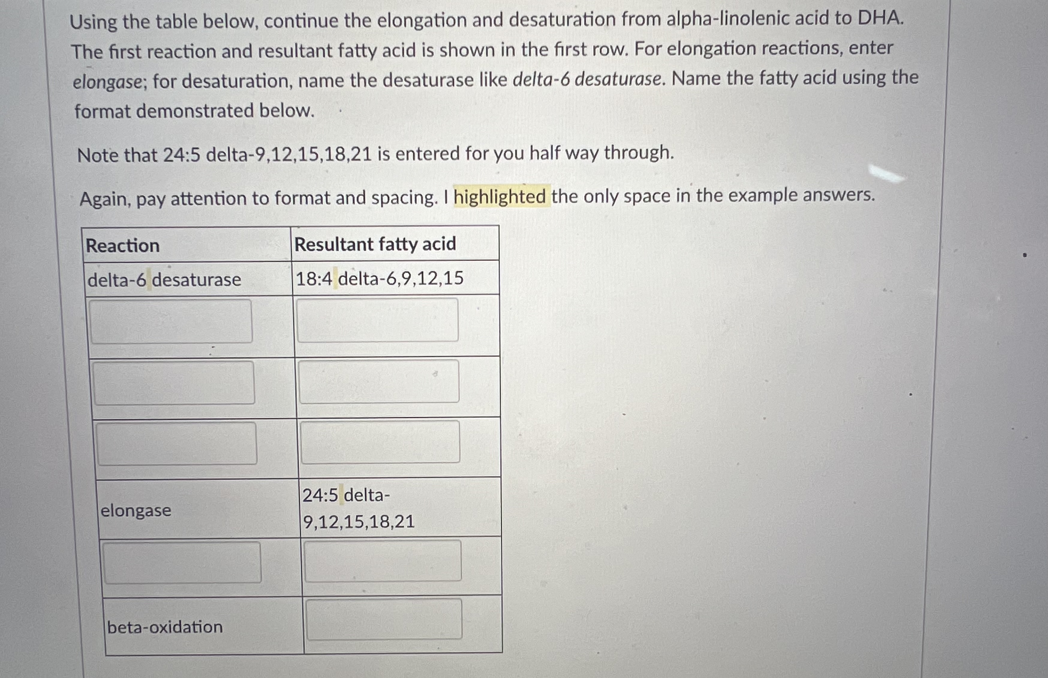 Solved Using the table below, continue the elongation and | Chegg.com