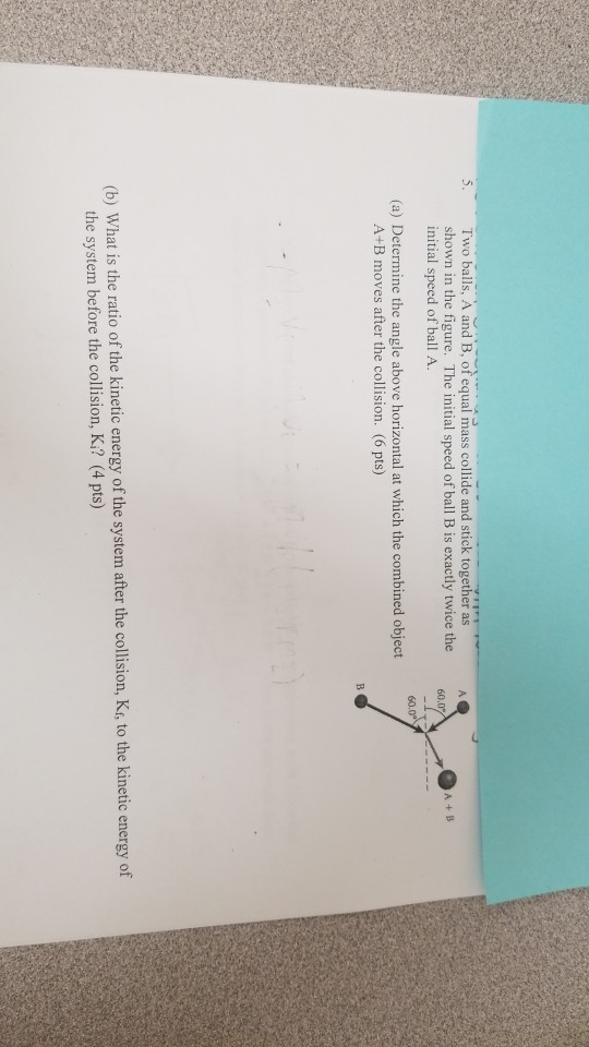 Solved 5. Two balls, A and B, of equal mass collide and | Chegg.com