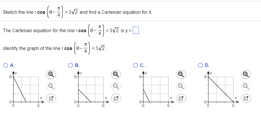 Solved Sketch the line rcos(theta-pi/4)=3squareRoot 2 and | Chegg.com