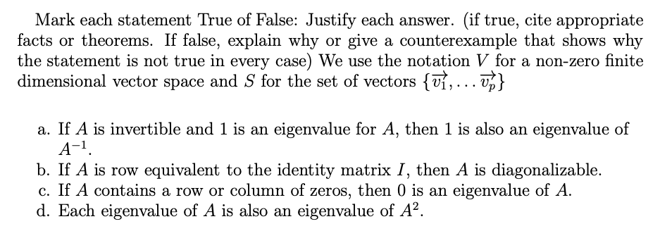 Solved Mark each statement True of False: Justify each | Chegg.com