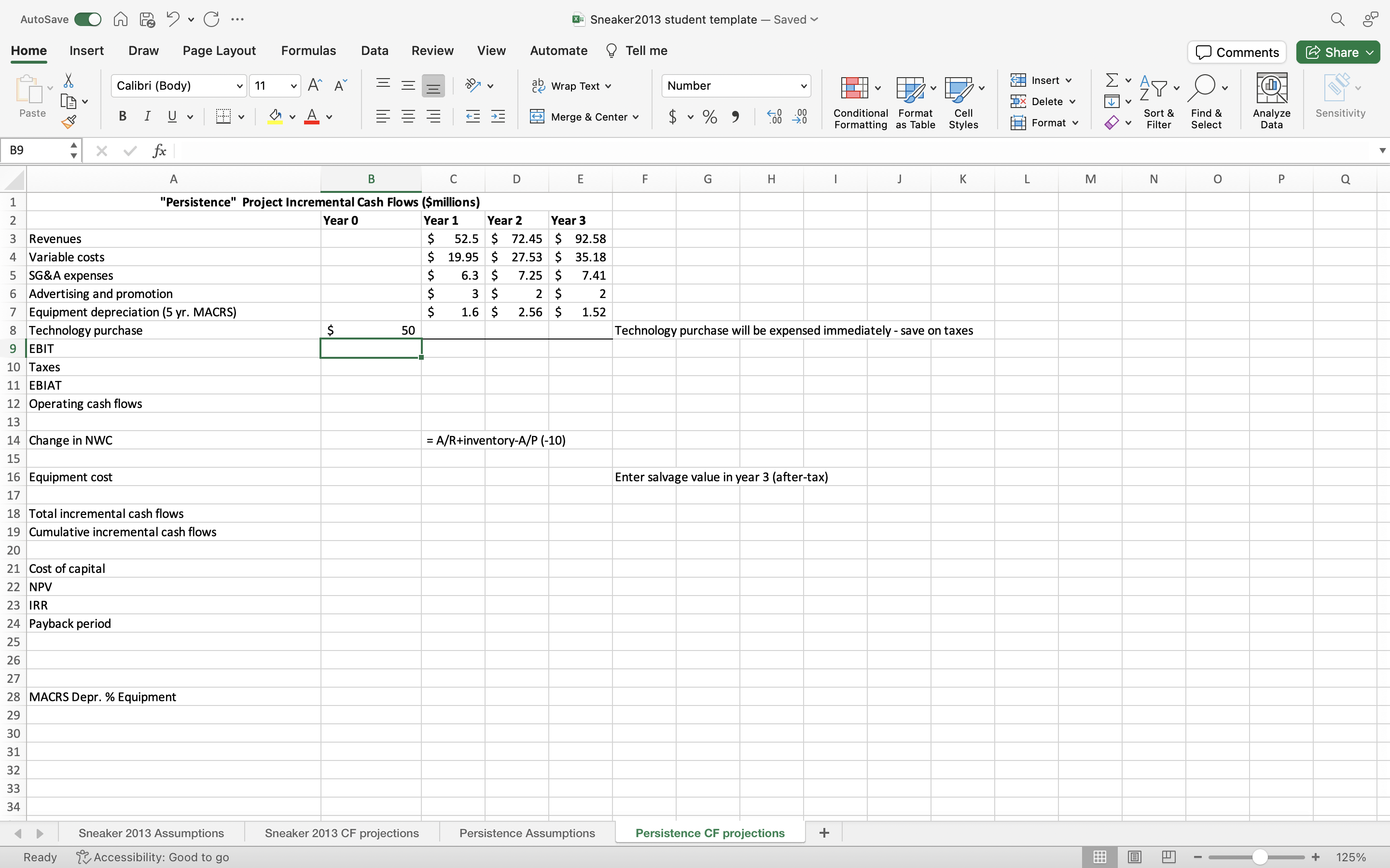 AutoSave ∽[⊟↶∨C… Sneaker2013 student template - | Chegg.com