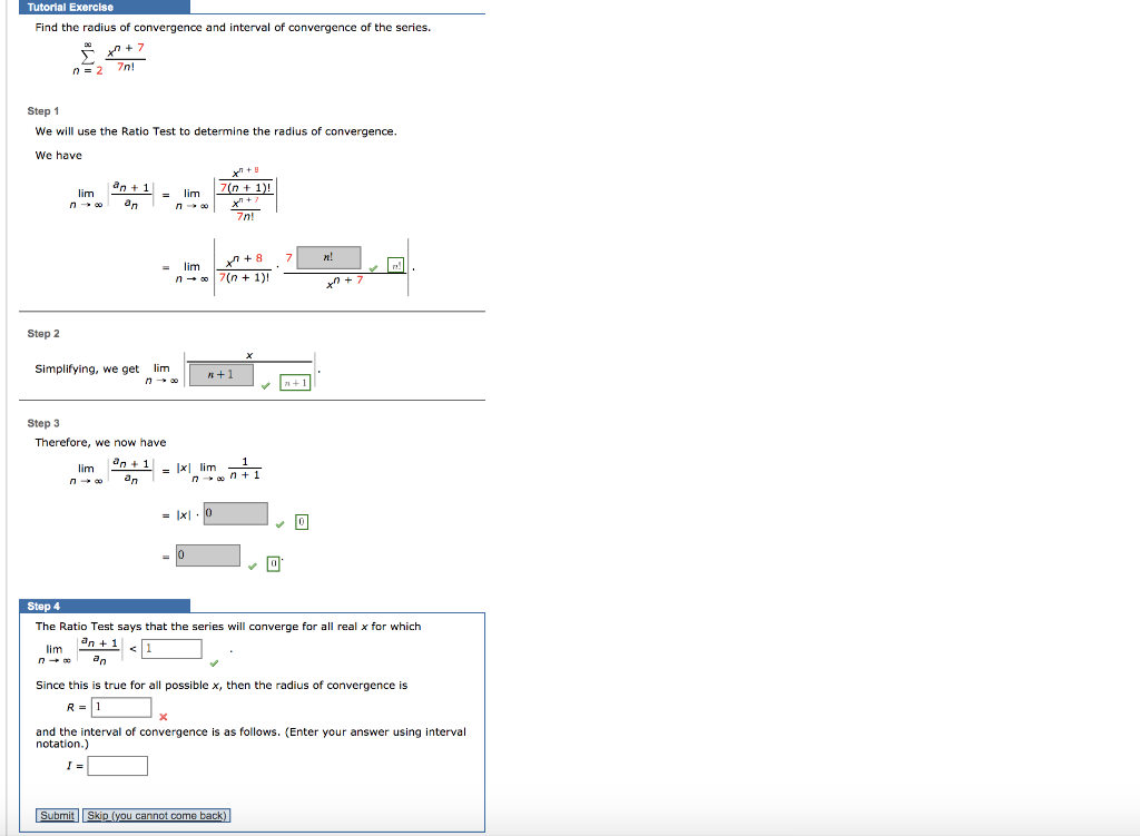 Solved Tutorial Exercise Find the radius of convergence and | Chegg.com