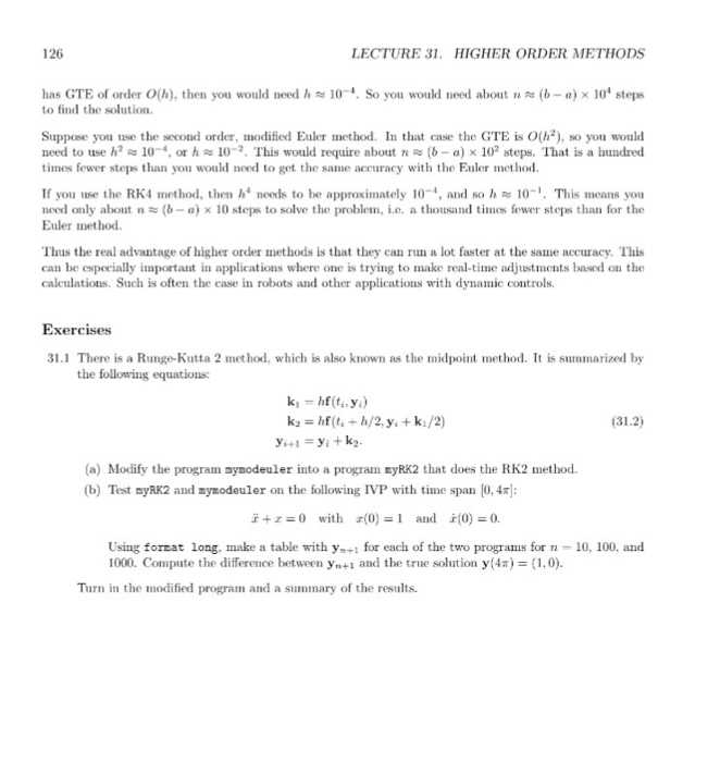 Solved Lecture 31 Higher Order Methods The order of a | Chegg.com