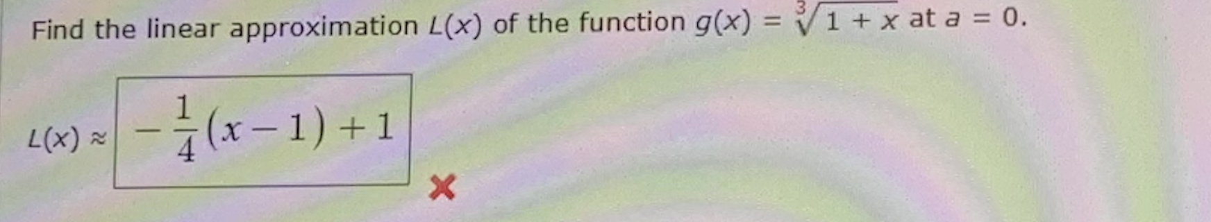 Solved Find the linear approximation L(x) of the function | Chegg.com