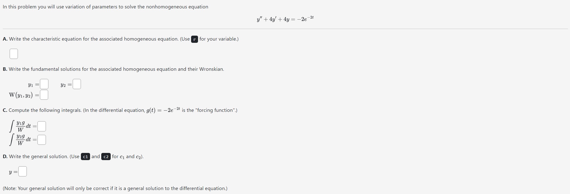 Solved In this problem you will use variation of parameters | Chegg.com