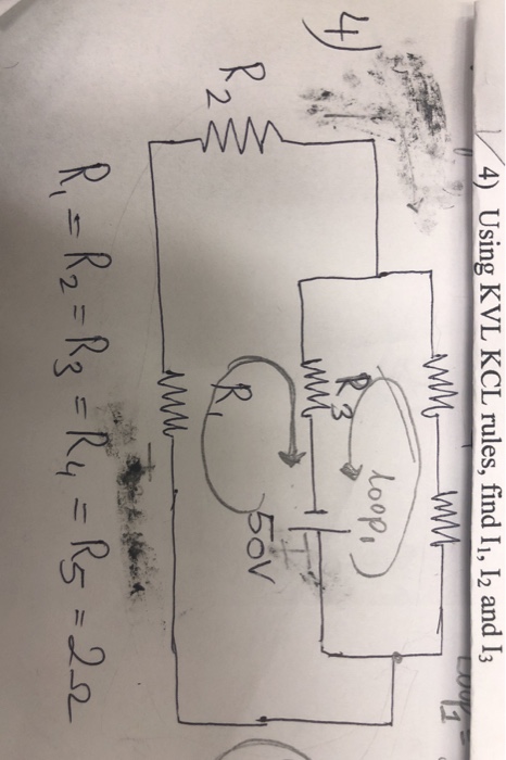 Solved 4) Using KVL KCL rules, find I1, I2 and I3 2 | Chegg.com