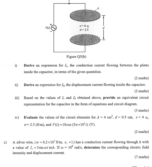 Solved The parallel-plate capacitor shown in Figure Q5(b) is | Chegg.com