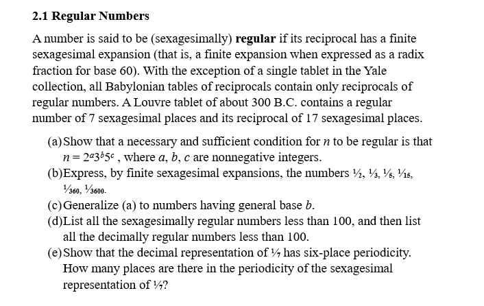 2.1 Regular Numbers A number is said to be | Chegg.com